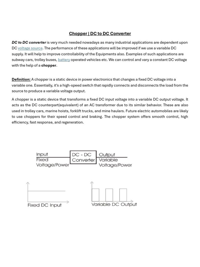Chopper: DC to DC Converter Explained | PDF | Power Supply | Power ...