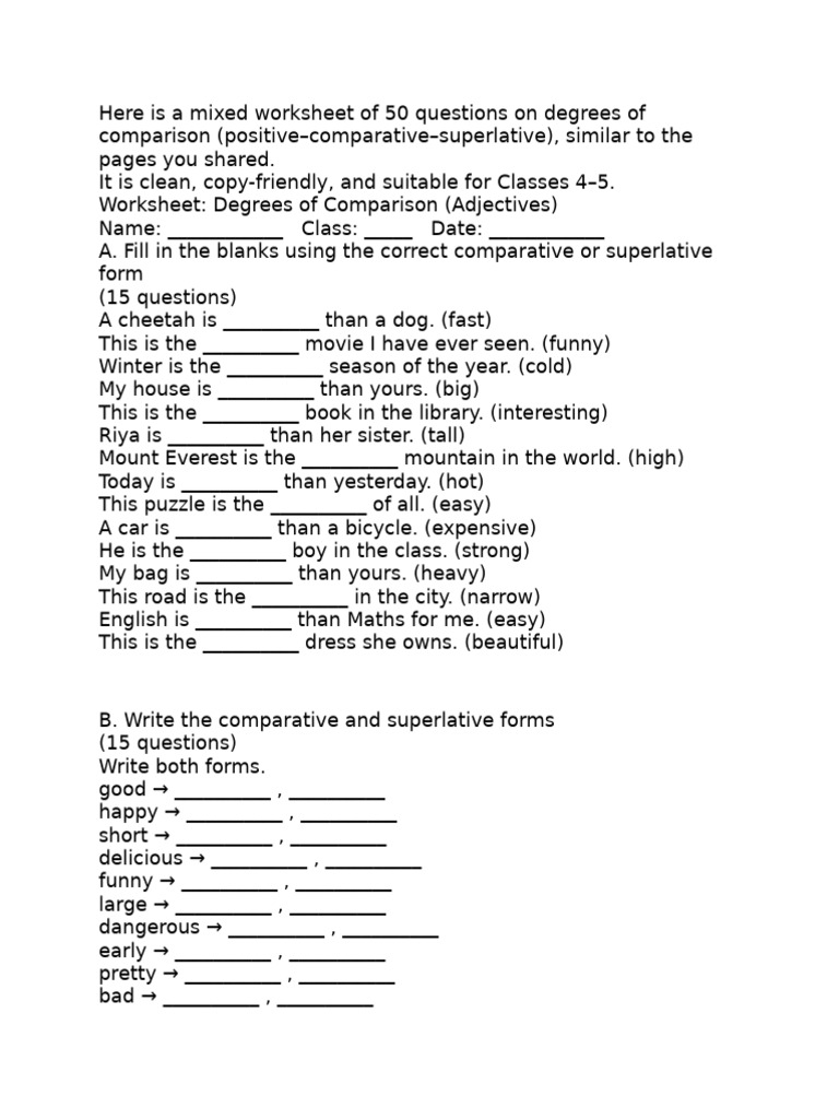 Here is a Mixed Worksheet of 5(1) | PDF
