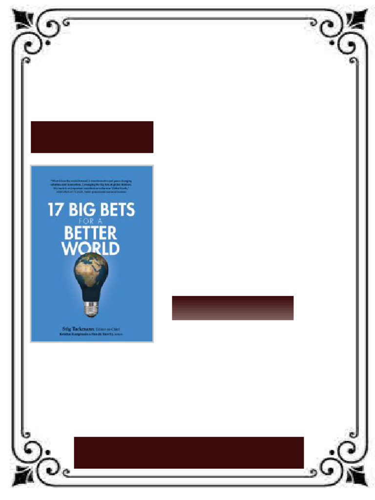 17 Big Bets for a Better World 1st Edition Stig Tackmann Kristian ...