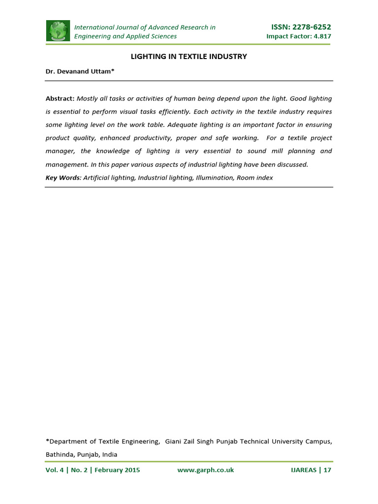 Lighting Solutions for Textile Industry | PDF | Incandescent Light Bulb ...