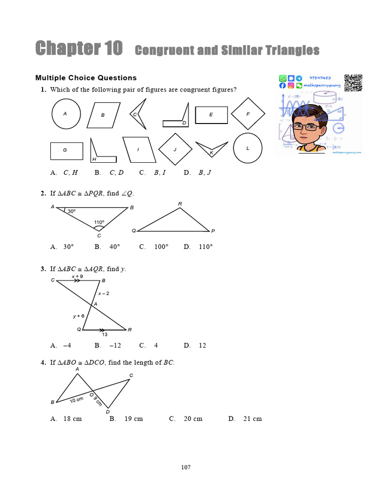 s2 Ch 10 Congruent and Similar Triangles q | PDF | Area | Triangle