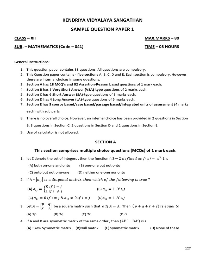KV Solved Sample Papers XII | PDF | Line (Geometry) | Mathematics