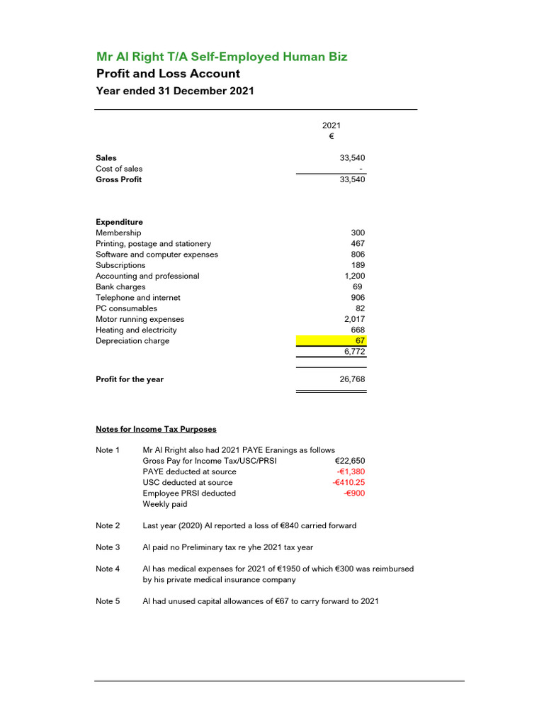 Sample PL Sole Trader | PDF