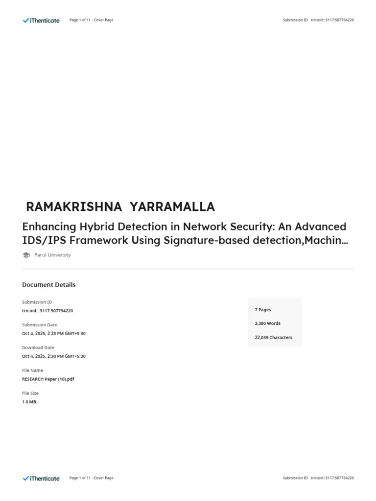 Advanced IDS/IPS Framework for Cybersecurity | PDF | Publishing | Computing
