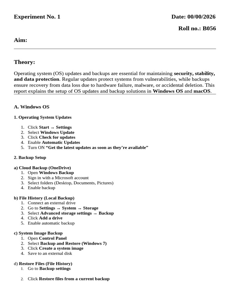 Experiment No 1 CSY | PDF | Backup | Operating System