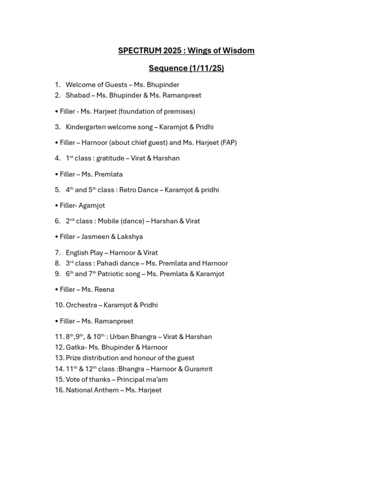 Spectrum 2025 Event Program Outline | PDF
