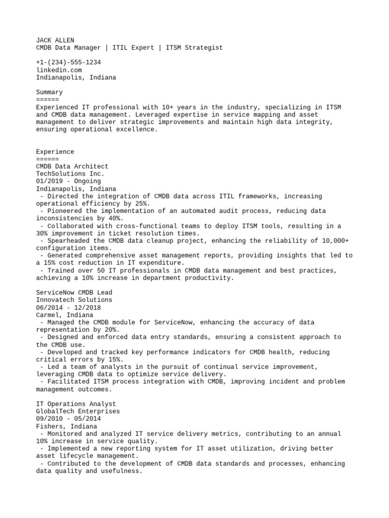 Jack Allen Resume | PDF | Data Management | Audit