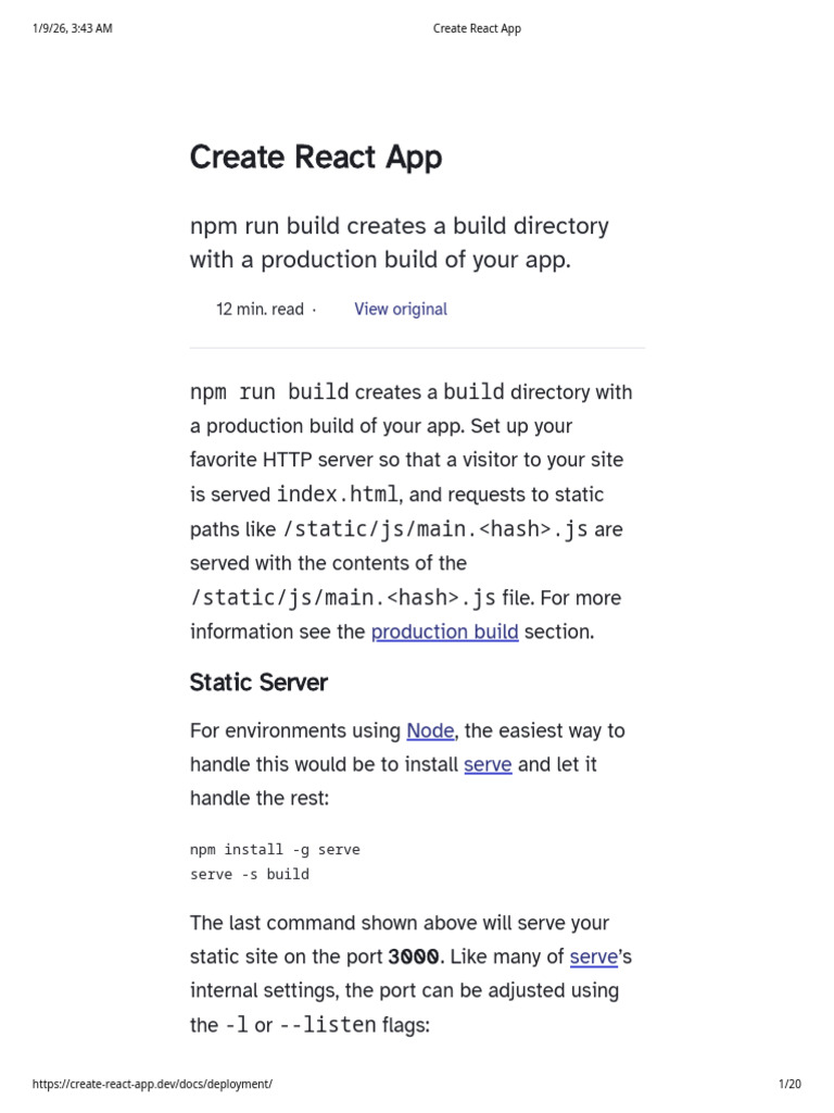 Create React App | PDF | Web Server | Internet & Web