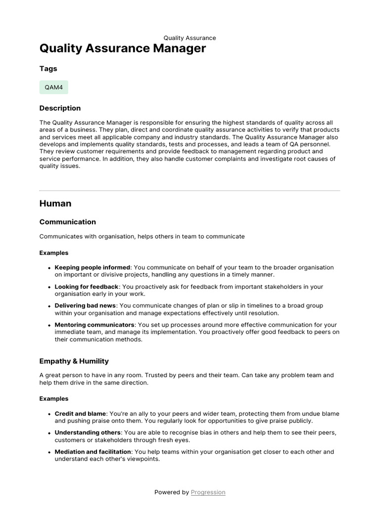 Quality Assurance Manager | PDF | Databases | Quality Assurance