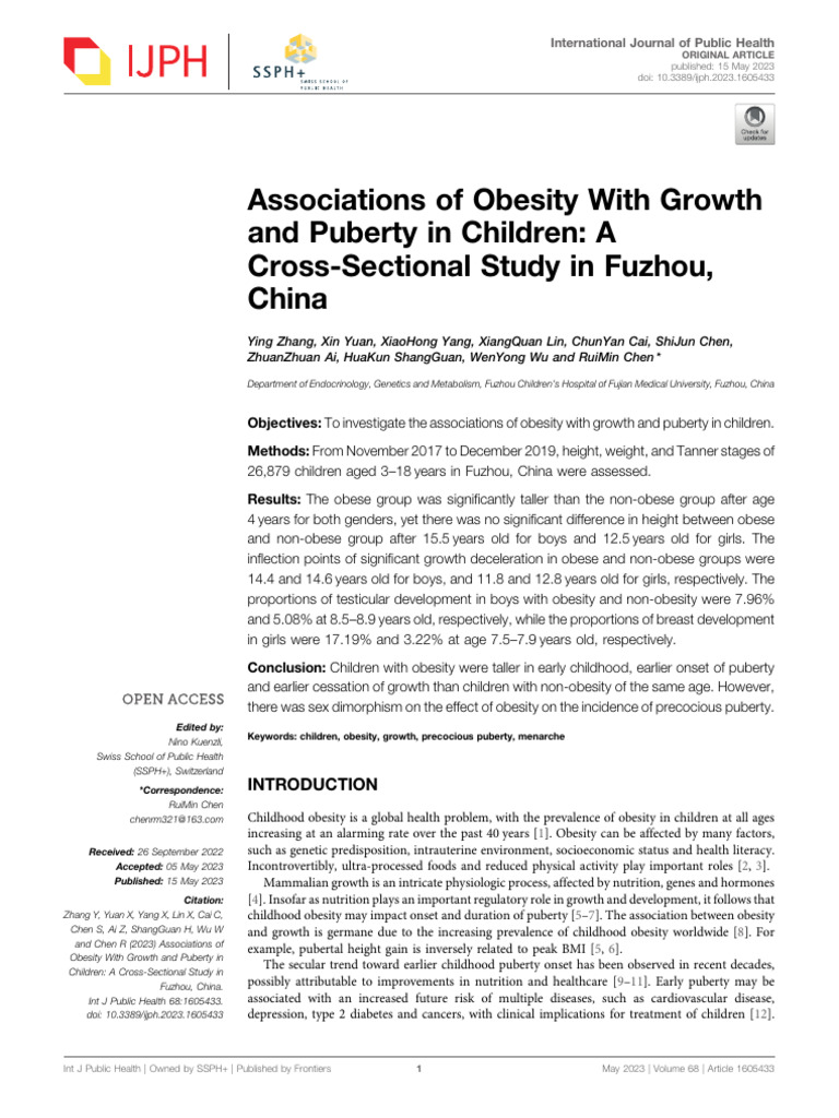 Obesity in Children(China) | PDF | Puberty | Childhood Obesity
