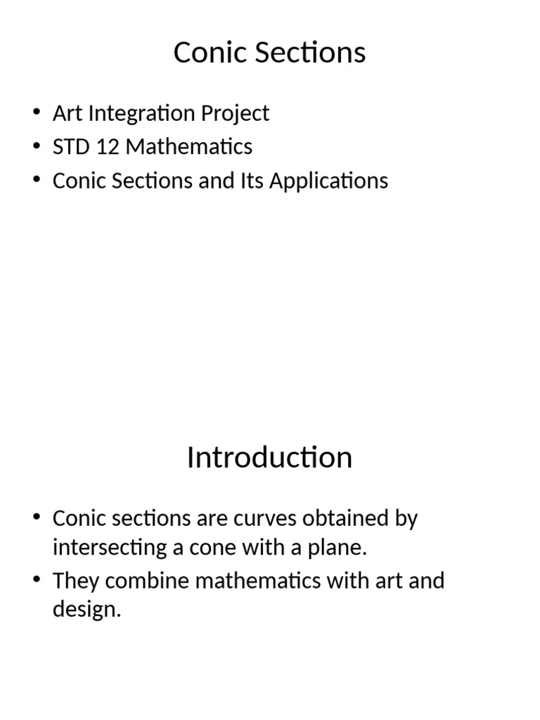 Art Integration Conic Sections STD12 | PDF