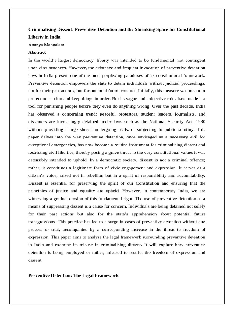 Preventive Detention | PDF | Civil Liberties | Rule Of Law