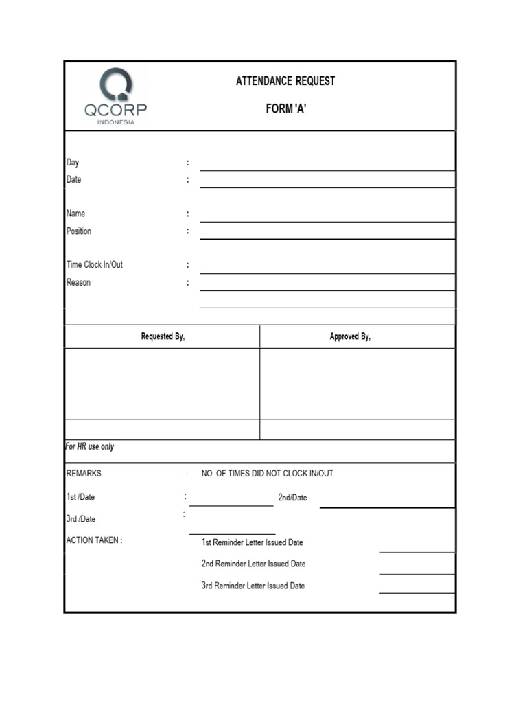 Attendance Request Form A Template | PDF