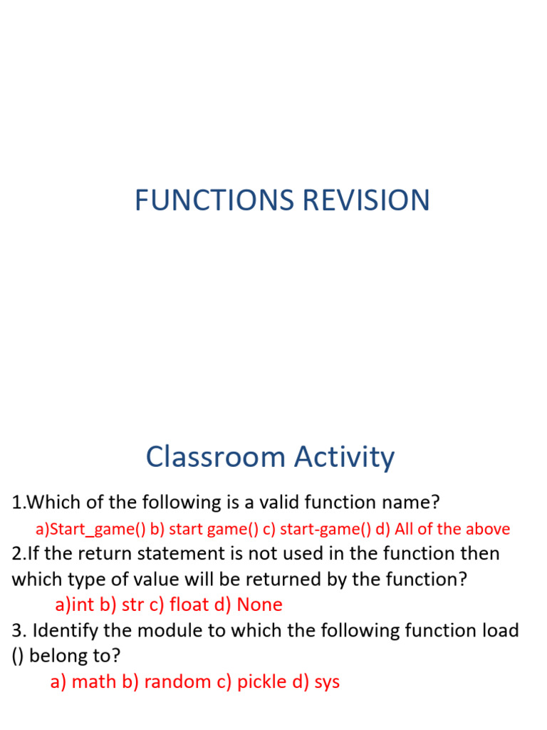 Functions Revision 2024 Do Output | PDF | Parameter (Computer ...