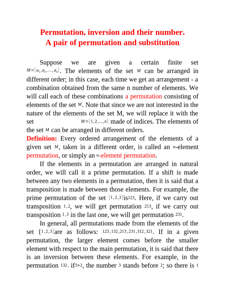 Permutation | PDF | Permutation | Abstract Algebra
