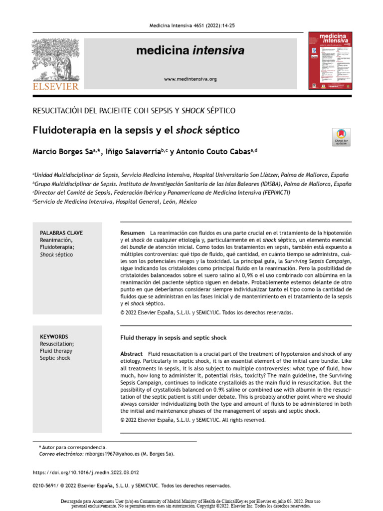 Estrategia Integral de Reanimación Del Paciente Con Sepsis y Shock ...