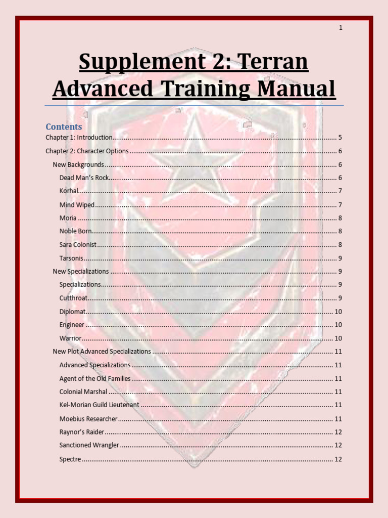 Starcraft RPGS2 the Advanced Terran Training Manual (9!15!16) | PDF