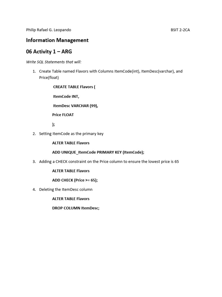 SQL Table Creation and Modification Guide | PDF