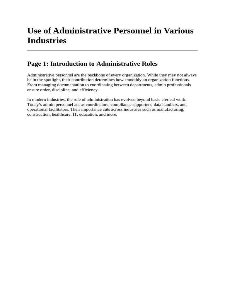 Importance of Admin Roles Across Industries | PDF | Regulatory ...