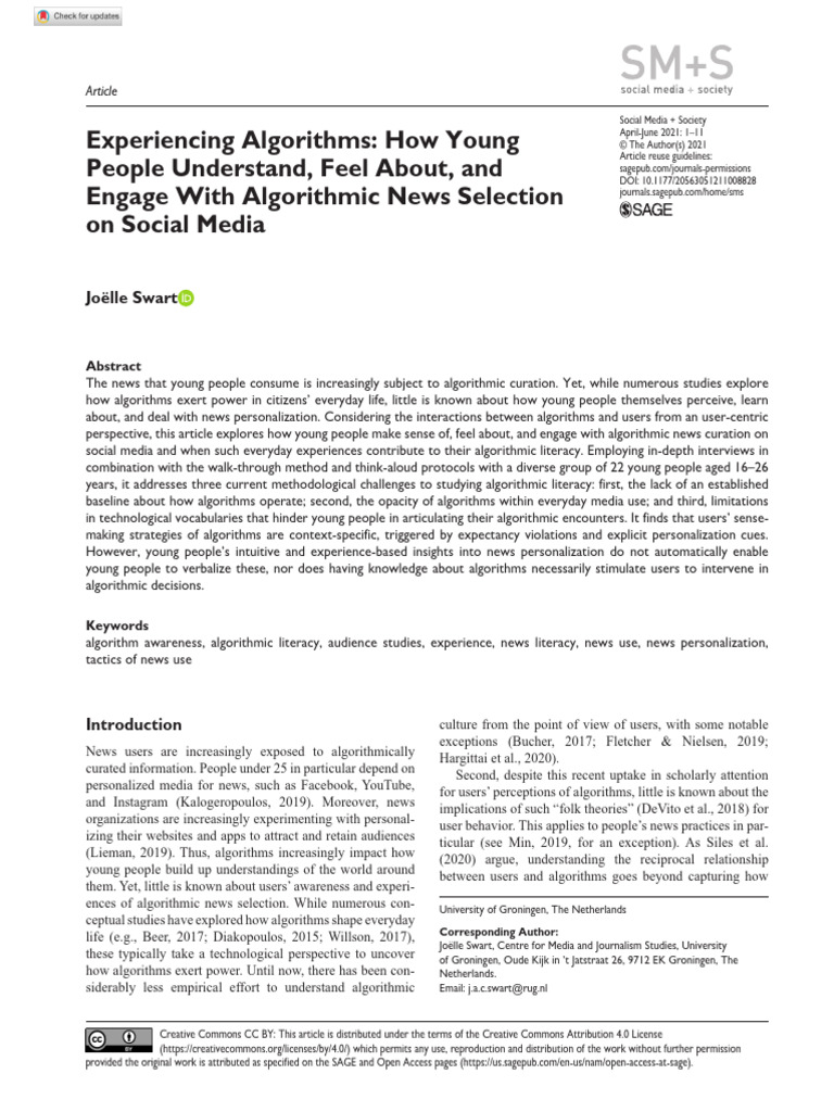 Young People's Views on Algorithmic News | PDF | Experience | Knowledge