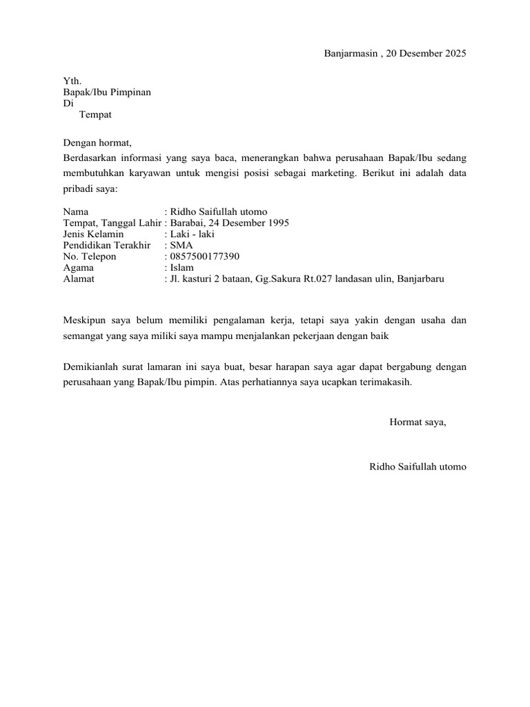 Surat Lamaranku | PDF