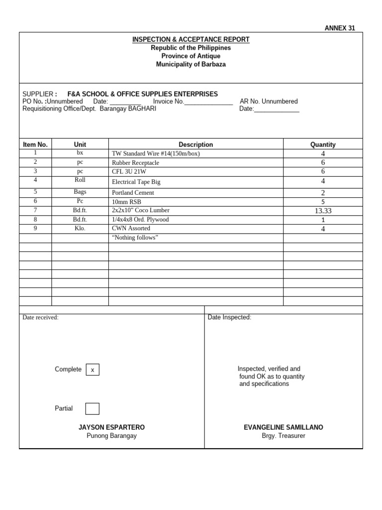 New Inspection and Acceptance -Spring | PDF