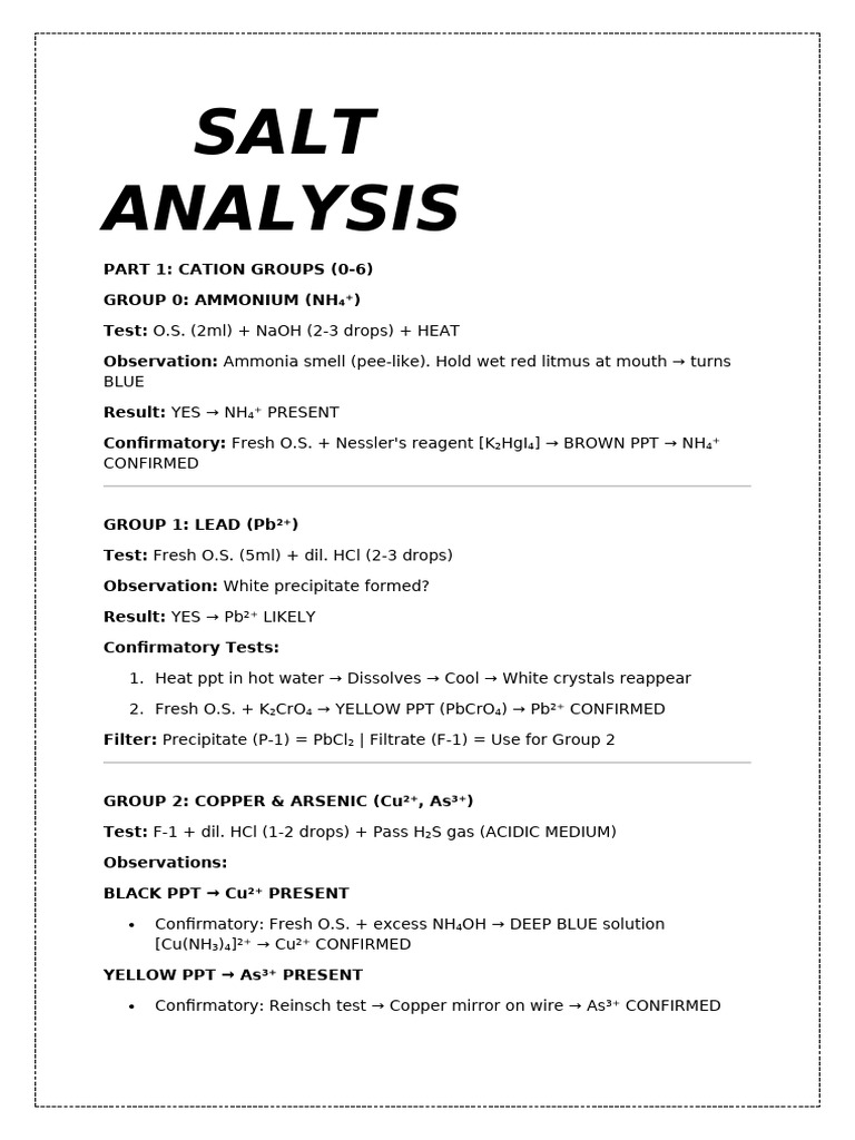 Cation and Anion Analysis Guide | PDF | Sulfuric Acid | Salt (Chemistry)
