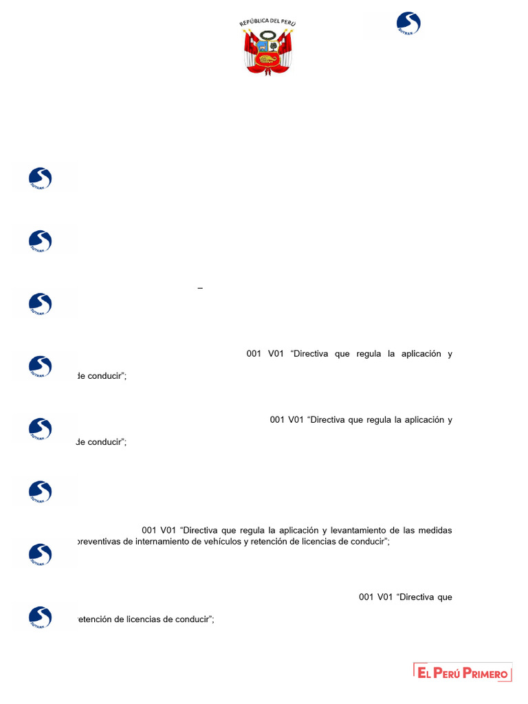 Directiva D-005-2020-SUTRAN-06.1.2-001 V02.pdf.pdf | PDF | Licencia de conducir | Regulación