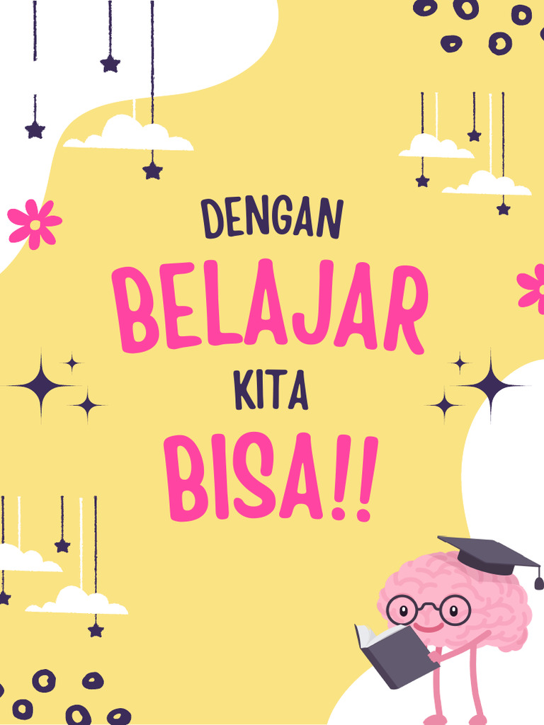 Kuning Dan Merah Ilustrasi Slogan Dengan Belajar Kita Bisa Poster ...