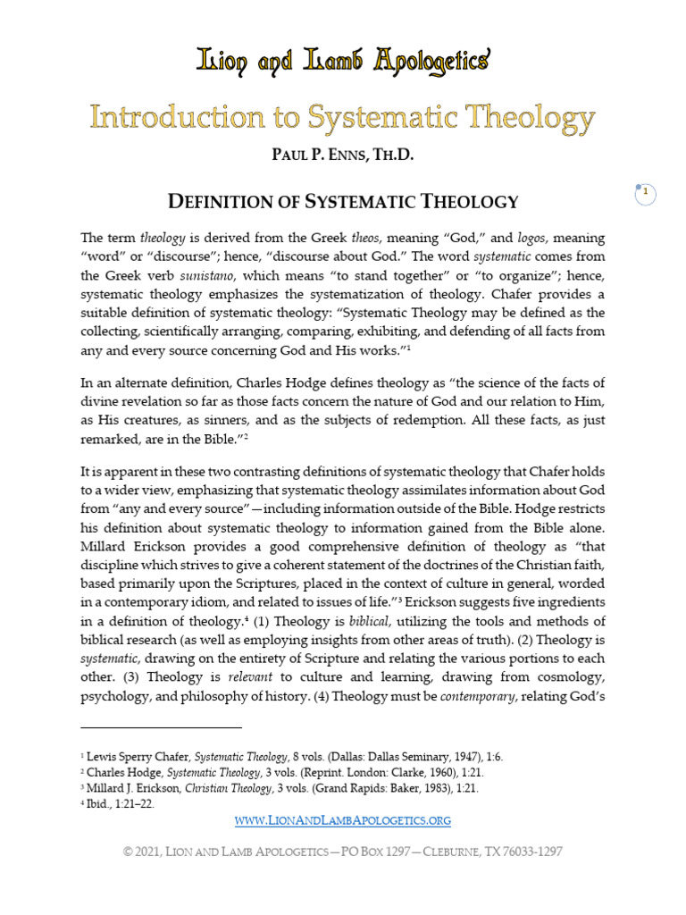 Understanding Systematic Theology Concepts | PDF | God In Christianity ...