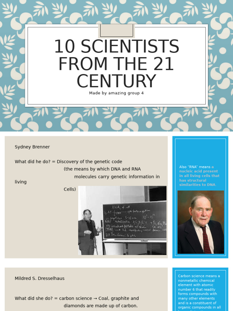 10 Influential 21st Century Scientists | PDF | Life Sciences ...