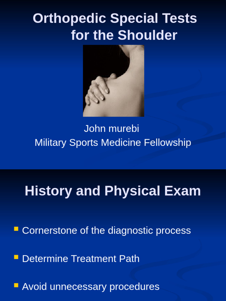 Shoulder Orthopedic Special Tests Guide | PDF | Shoulder | Soft Tissue