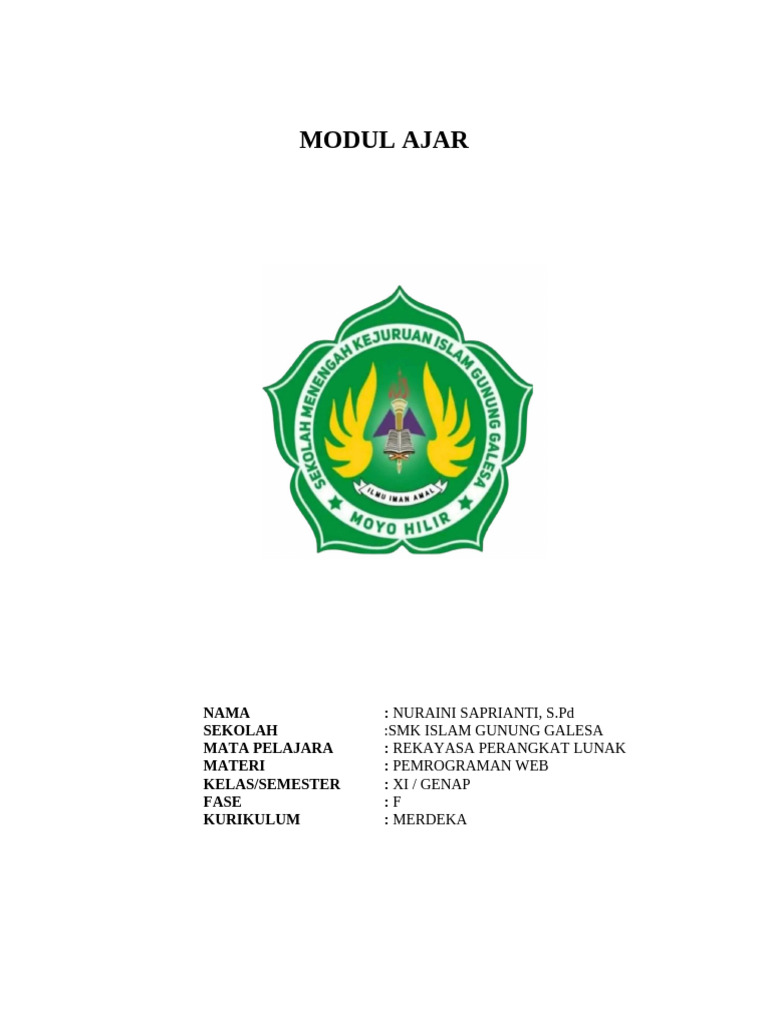 Modul Pemrograman Web Kelas XI RPL | PDF