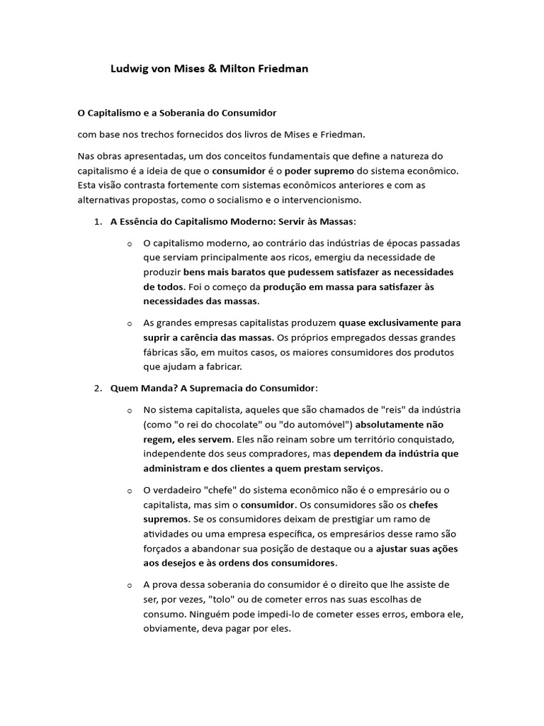 Ludwig Von Mises & Milton Friedman | PDF | Economia | Socialismo