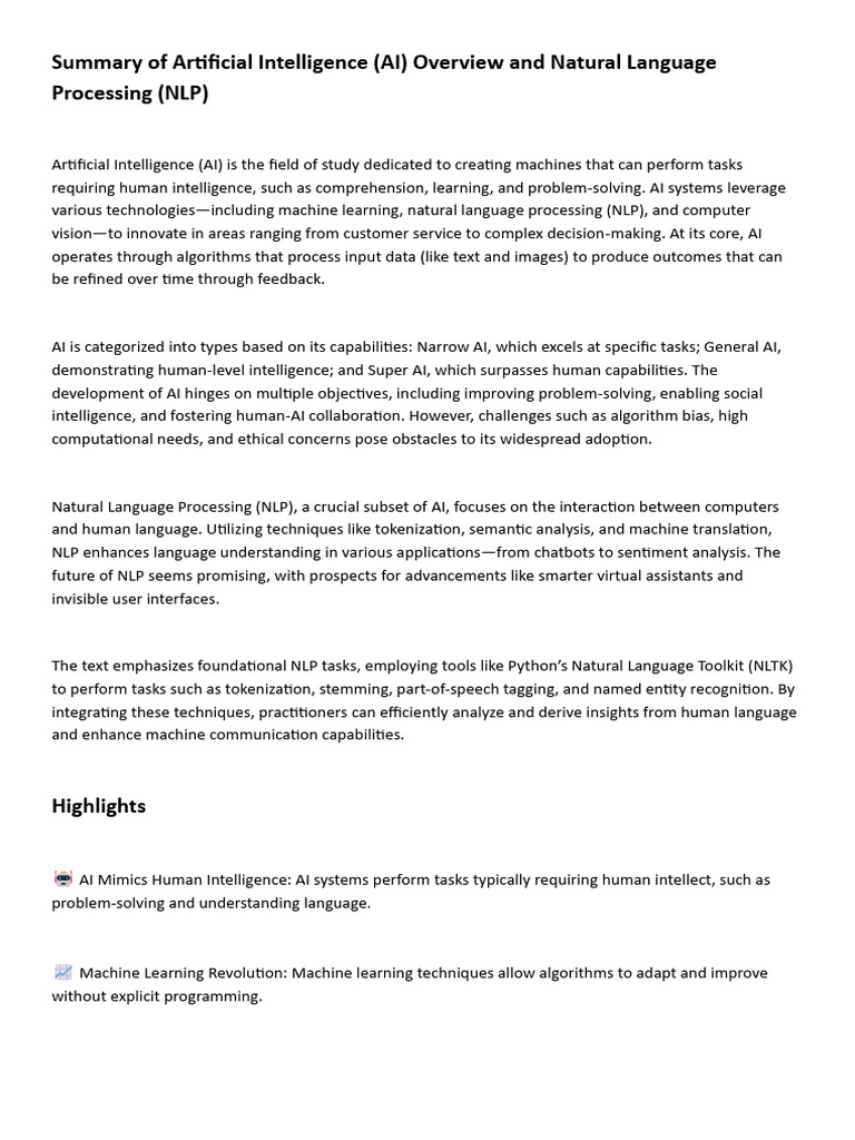 Summary of Artificial Intelligence | PDF | Artificial Intelligence ...