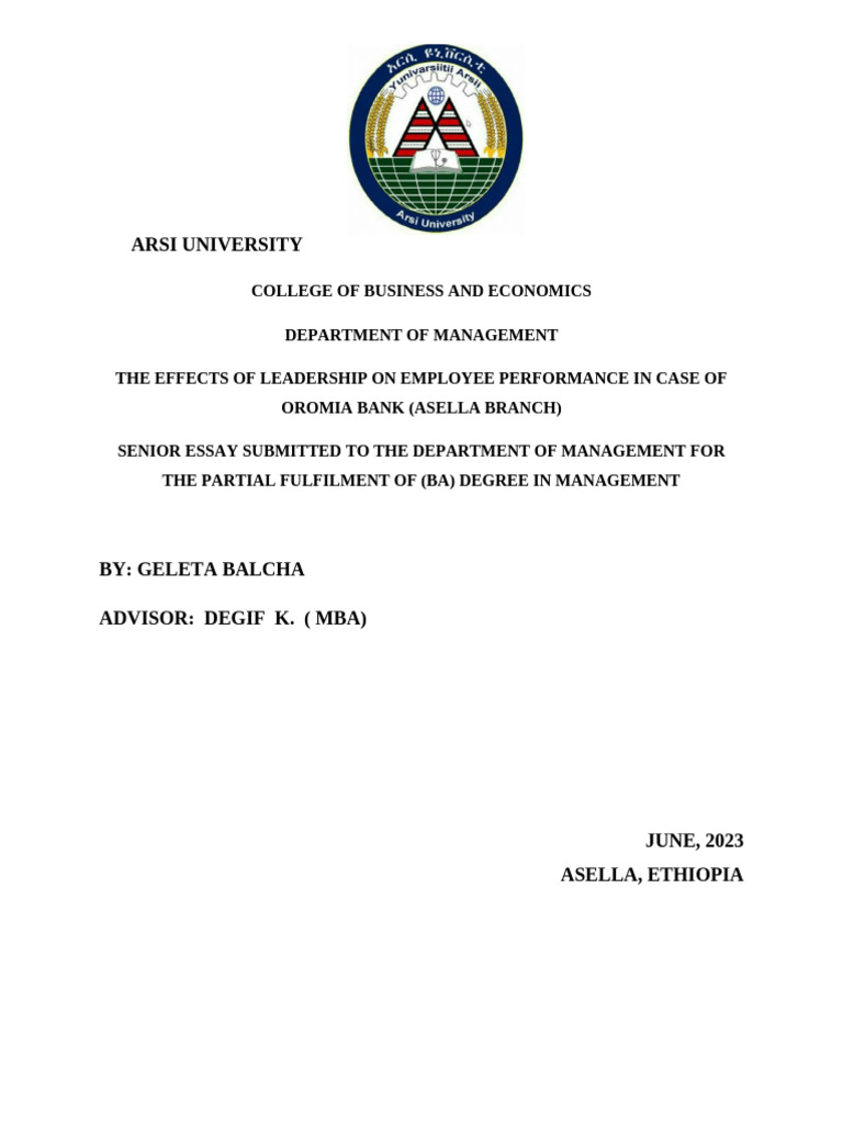Geleta Balcha Research 2023 (2) | PDF | Leadership | Transformational ...