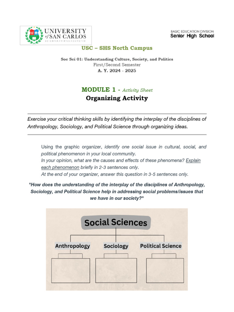 Module 1_Activity- Organizing Ideas 24-25 | PDF | Behavioural Sciences ...