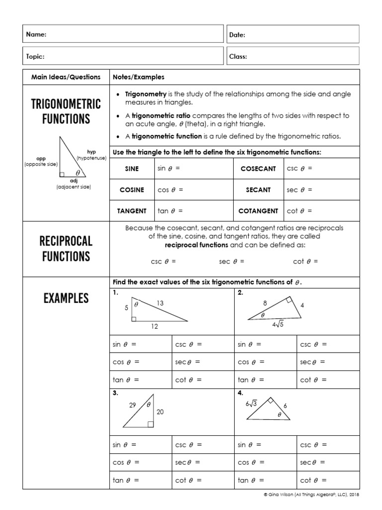 Trig Functions for Any Angles (4.4) | PDF | Trigonometric Functions ...