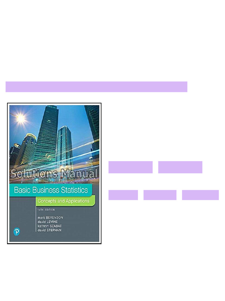 Basic Business Statistics Concepts and Applications 14th Edition ...