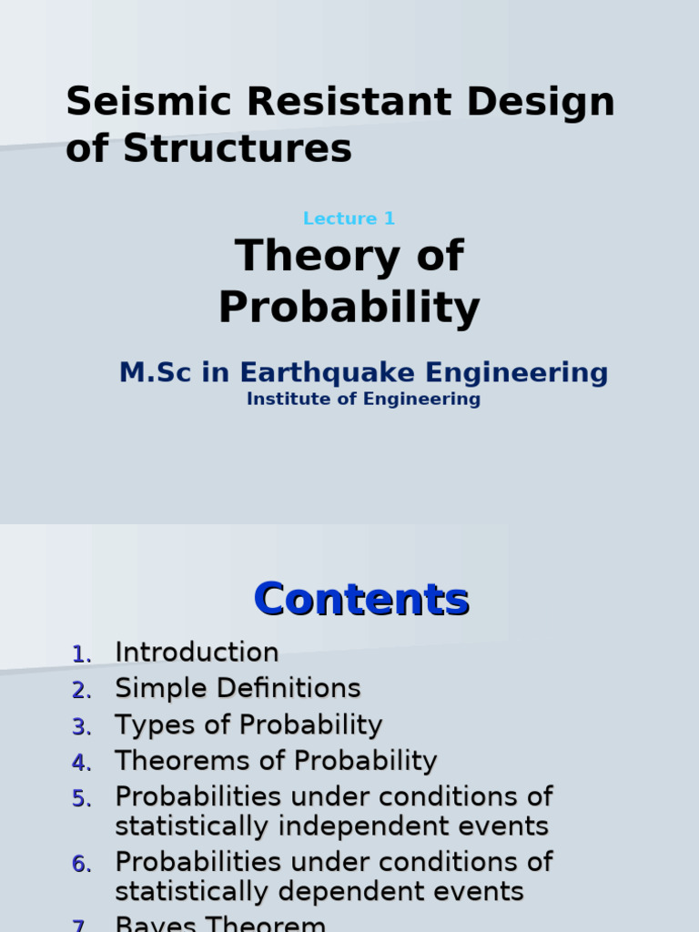 SRDS Lecture 1 Theory of Probability | PDF | Probability | Probability ...
