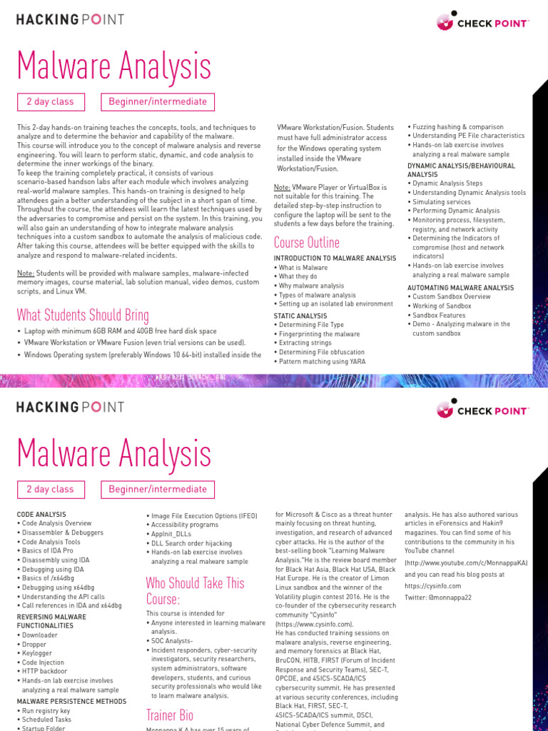 Malware Analysis Training Course | PDF | Malware | Computer Security