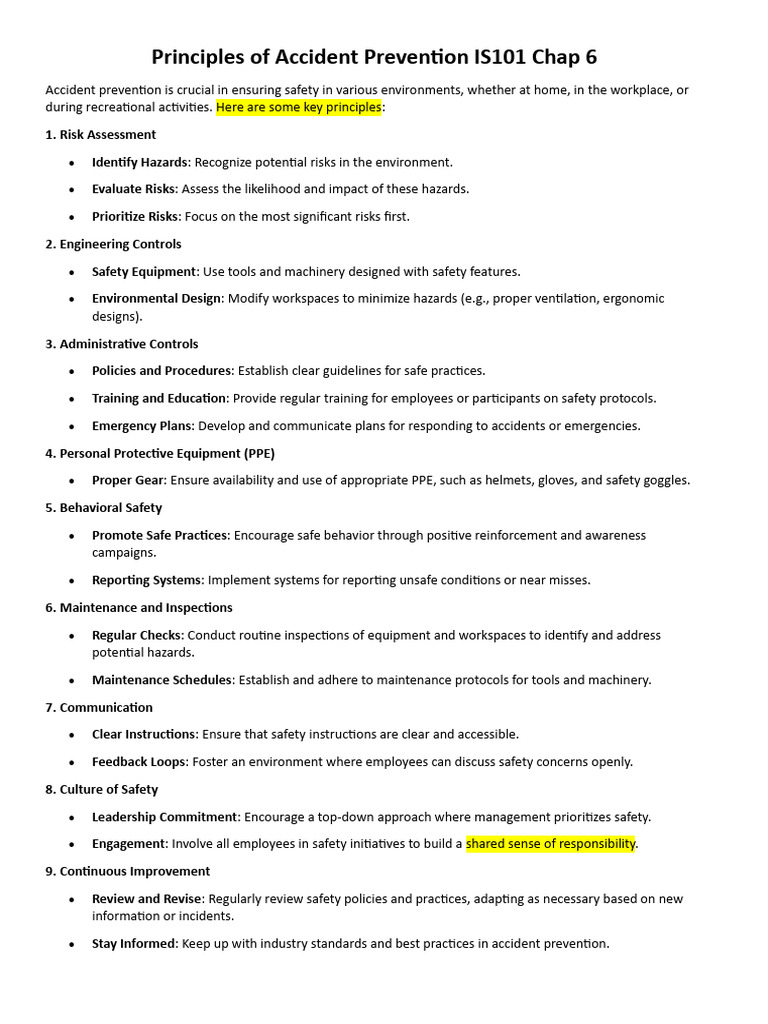 Accident Prevention Principles Explained | PDF | Risk | Safety