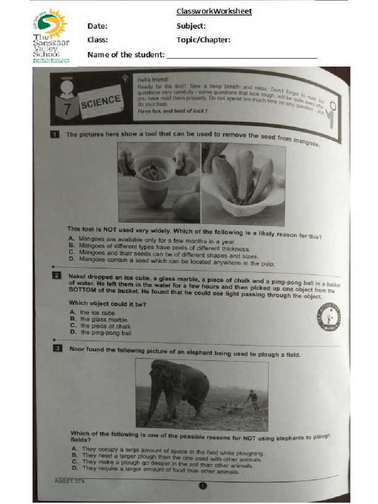 Asset class 7 science | PDF