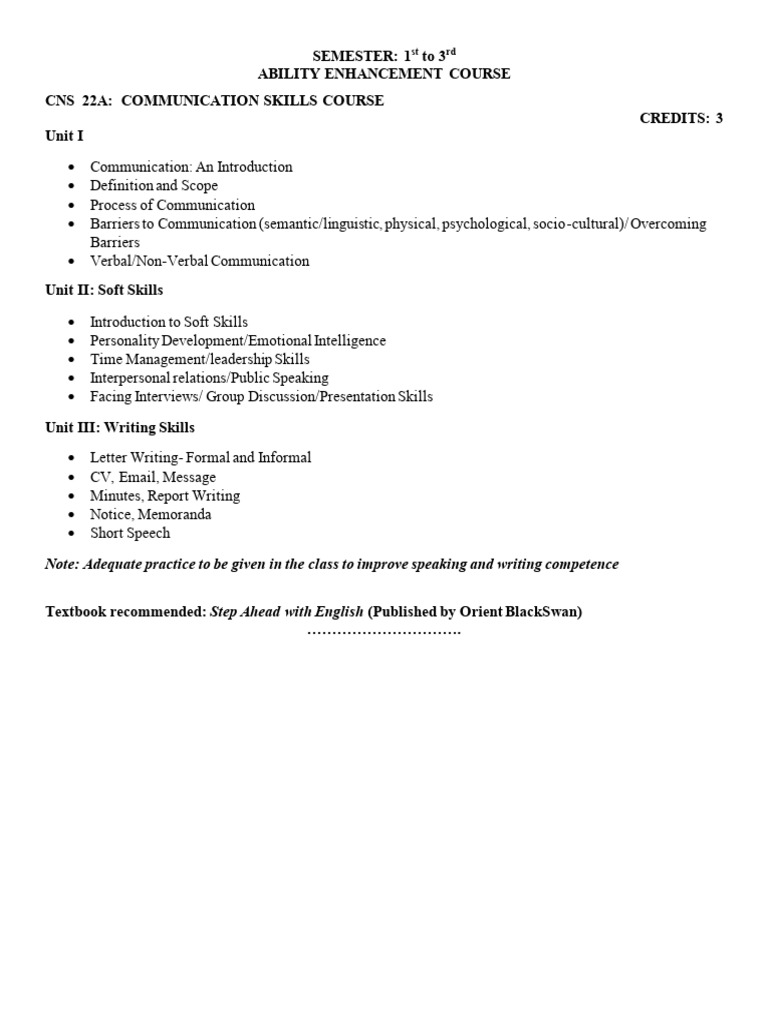Communication Skills Enhancement Course | PDF