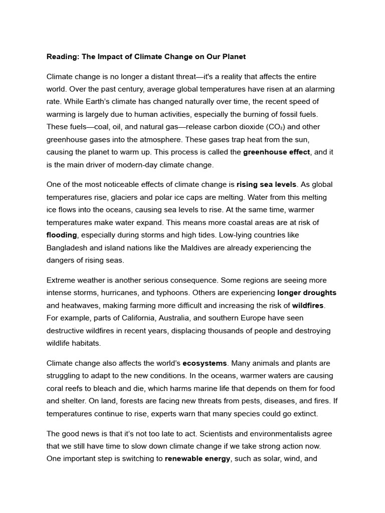 Reading_ the Impact of Climate Change on Our Planet | PDF | Climate ...