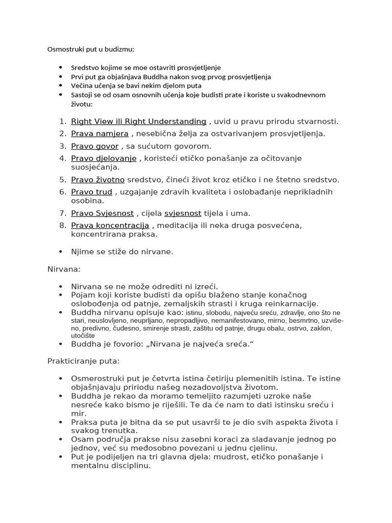 Osmostruki Put U Budizmu | PDF