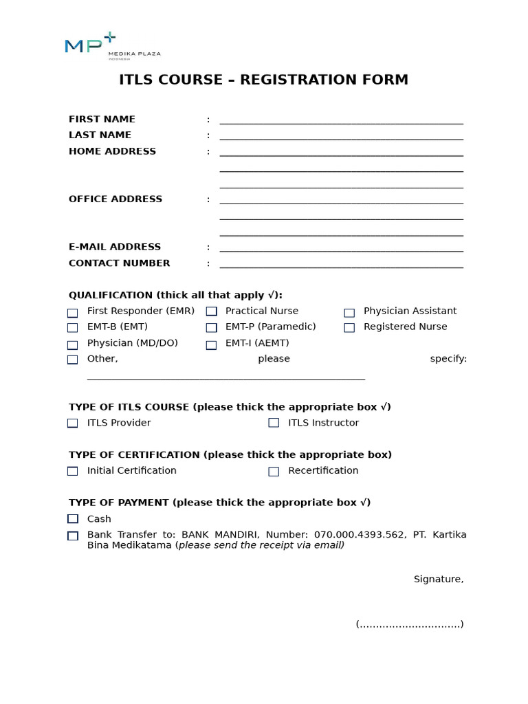 Itls Registration Form | PDF