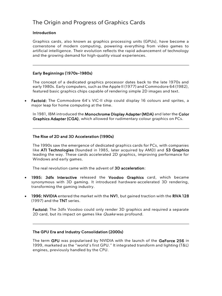 The Origin and Progress of Graphics Cards | PDF | Graphics Processing ...