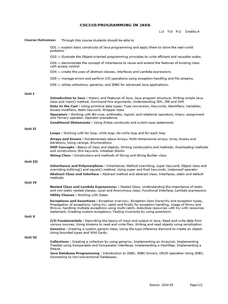 Frm Course Syl Lab Us Ip Download | PDF | Class (Computer Programming ...