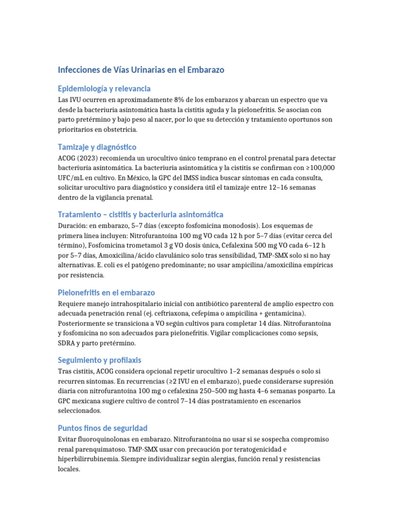 IVU en Embarazo: Diagnóstico y Tratamiento | PDF | Microbiología ...